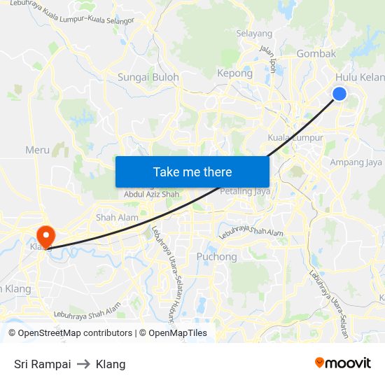 Sri Rampai to Klang with public transportation