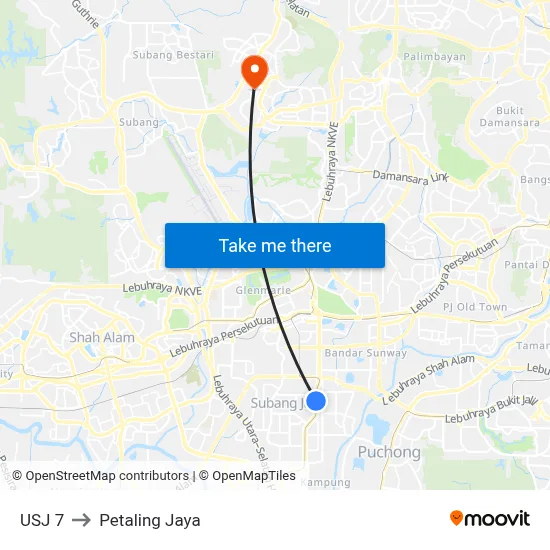 USJ 7 to Petaling Jaya with public transportation