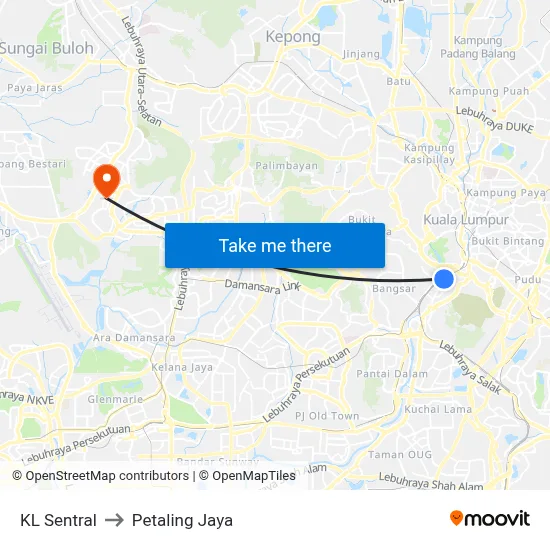 KL Sentral to Petaling Jaya with public transportation