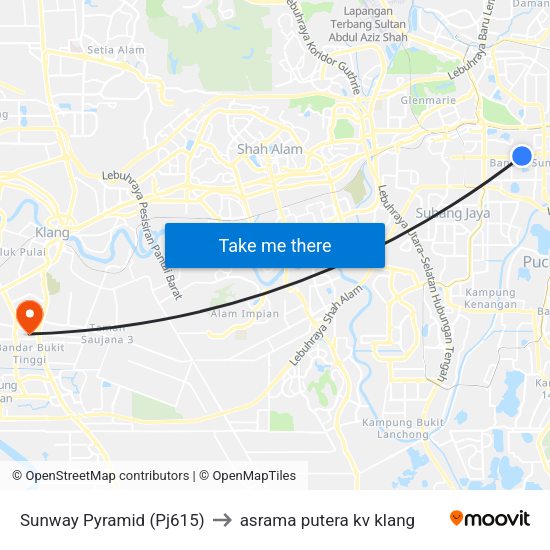 Sunway Pyramid (Pj615) ke asrama putera kv klang dengan menggunakan ...