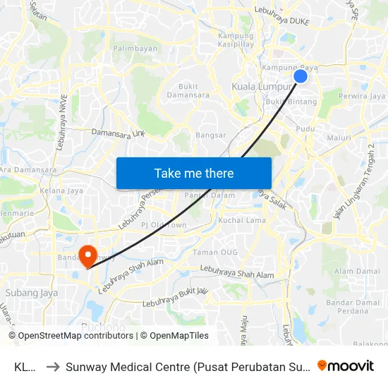 KLCC to Sunway Medical Centre (Pusat Perubatan Sunway) with public ...