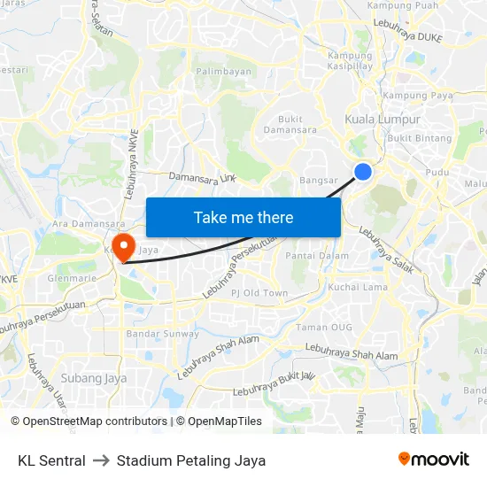 KL Sentral to Stadium Petaling Jaya with public transportation