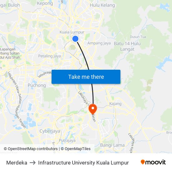 Merdeka ke Infrastructure University Kuala Lumpur dengan menggunakan ...