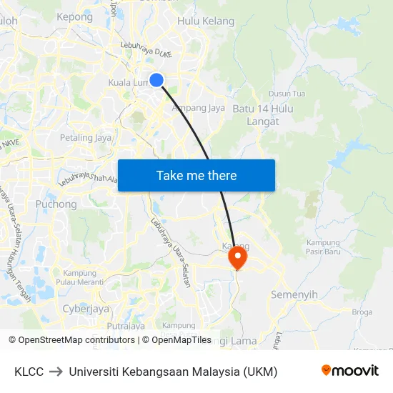KLCC to Universiti Kebangsaan Malaysia (UKM) with public transportation