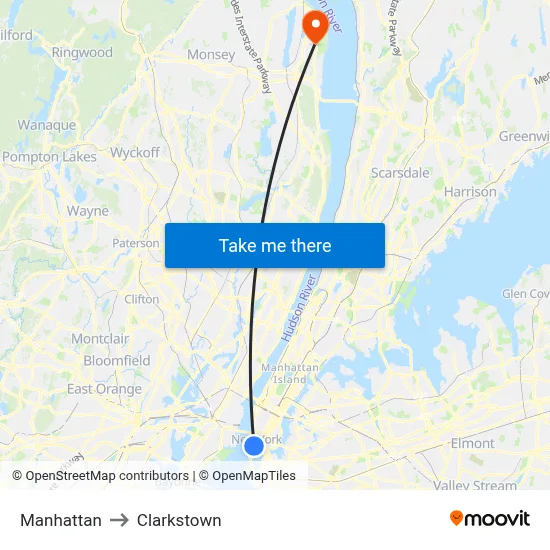 Manhattan a Clarkstown con transporte público