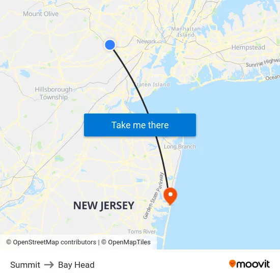 Summit to Bay Head with public transportation