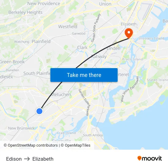 Edison to Elizabeth with public transportation