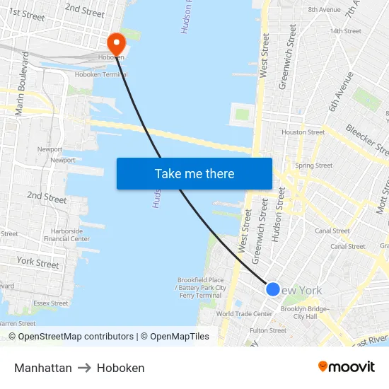 Manhattan a Hoboken con transporte público
