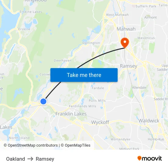 Oakland to Ramsey with public transportation