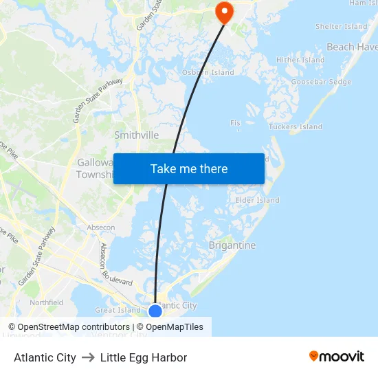 Atlantic City to Little Egg Harbor with public transportation