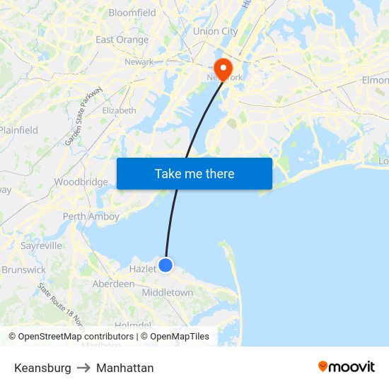 Keansburg, Nj to Manhattan with public transportation