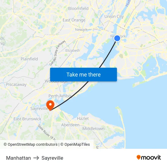 Manhattan a Sayreville con transporte público