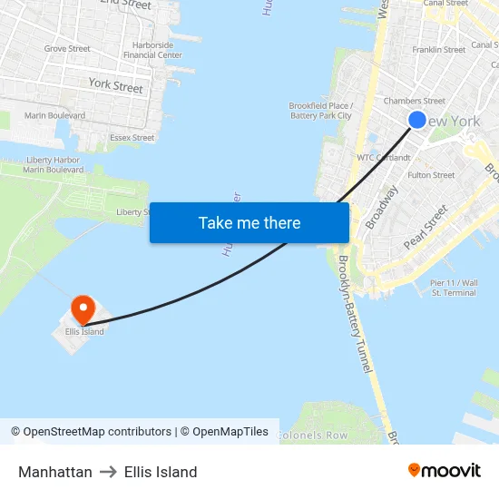 Manhattan to Ellis Island with public transportation