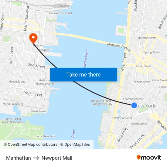 Manhattan to Newport Mall with public transportation