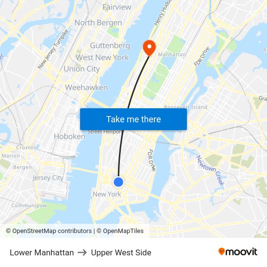 Lower Manhattan to Upper West Side with public transportation