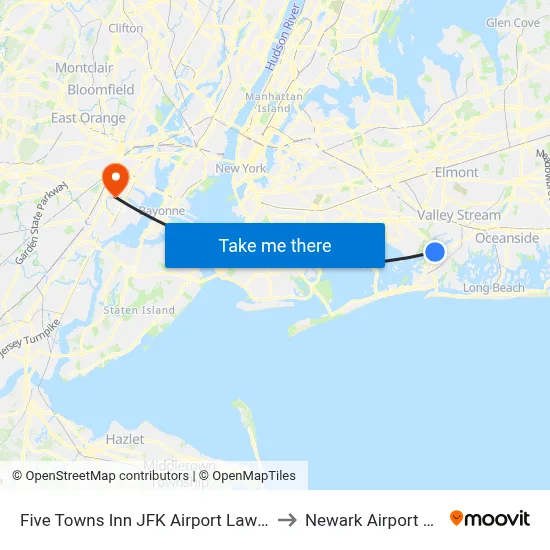 Five Towns Inn JFK Airport Lawrence to Newark Airport EWR with public ...
