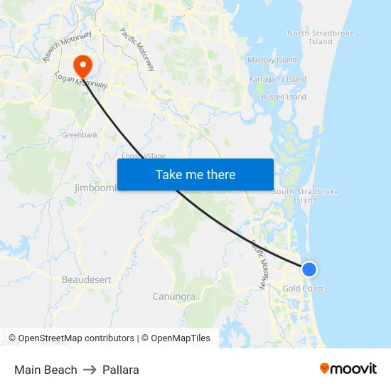 Main Beach to Pallara with public transportation