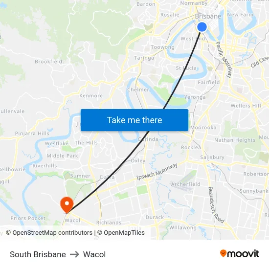 South Brisbane to Wacol with public transportation