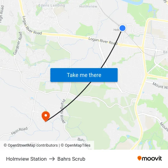 Holmview Station to Bahrs Scrub with public transportation