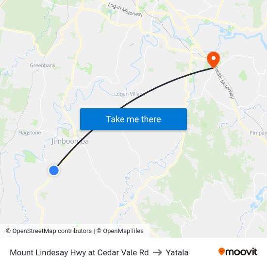 Mount Lindesay Hwy at Cedar Vale Rd to Yatala with public transportation