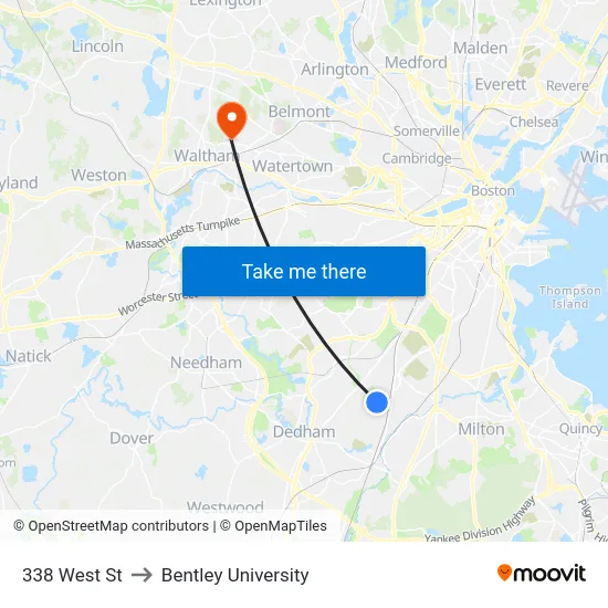 338 West St a Bentley University con transporte público