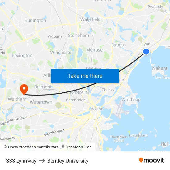 333 Lynnway a Bentley University con transporte público