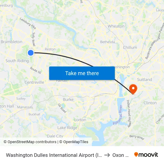 Washington Dulles International Airport (Iad) to Oxon Hill with public ...