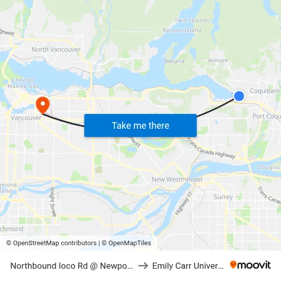 Northbound Ioco Rd @ Newport Dr to Emily Carr University with public ...