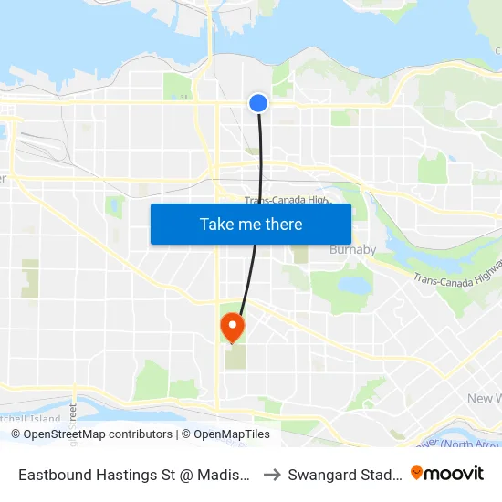 Eastbound Hastings St @ Madison Ave to Swangard Stadium with public ...