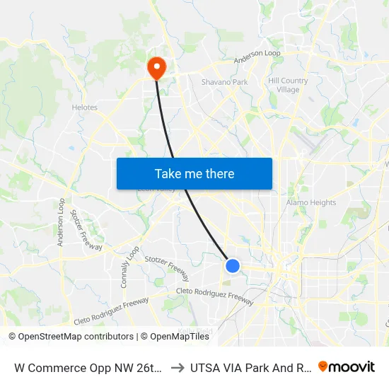 W Commerce Opp NW 26th St a UTSA VIA Park And Ride con transporte público