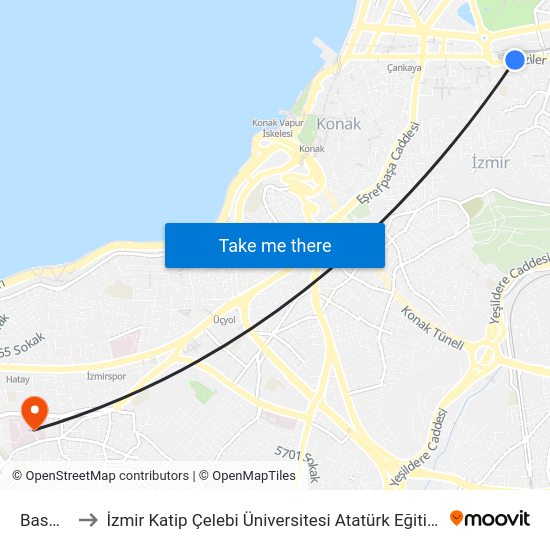 Basmane Gar to İzmir Katip Çelebi Üniversitesi Atatürk Eğitim ve ...