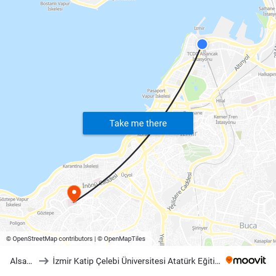 Alsancak Gar, Izmir - Aydin to İzmir Katip Çelebi Üniversitesi Atatürk ...