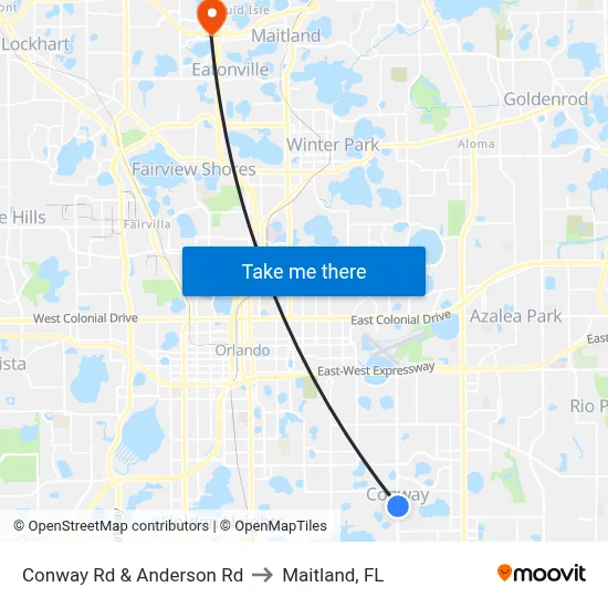 Conway Rd & Anderson Rd to Maitland, FL with public transportation