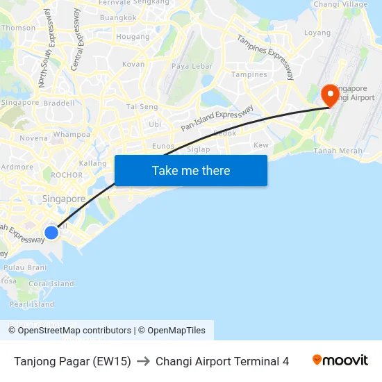 Tanjong Pagar (EW15) to Changi Airport Terminal 4 with public ...