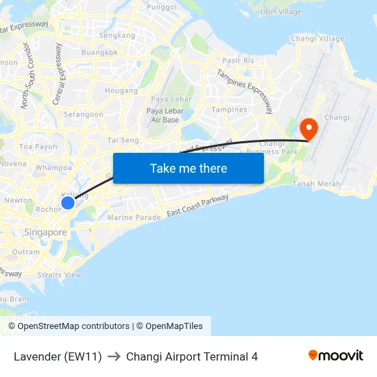 Lavender (EW11) to Changi Airport Terminal 4 with public transportation