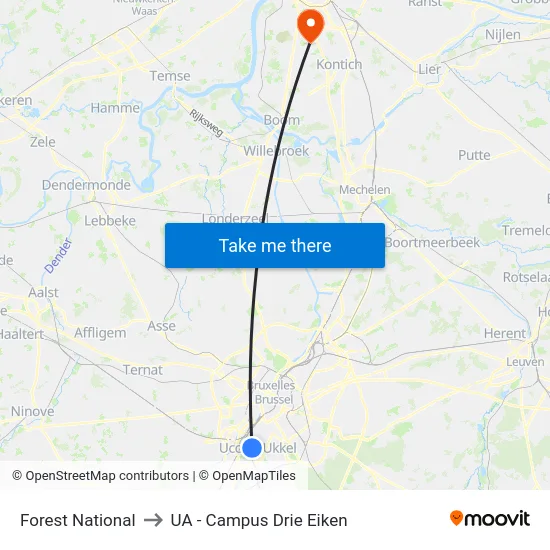 Forest National à UA - Campus Drie Eiken en transport en commun