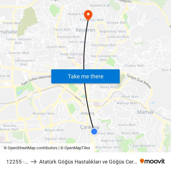12255 - Büklüm Sokak to Atatürk Göğüs Hastalıkları ve Göğüs Cerrahisi ...
