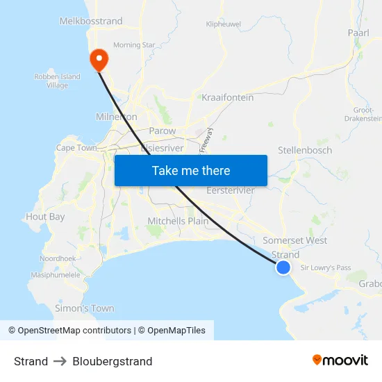 Strand to Bloubergstrand with public transportation