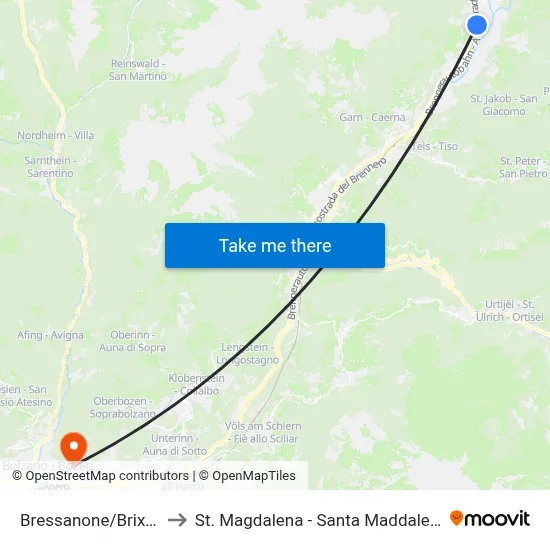 Bressanone to St. Magdalena - Santa Maddalena with public transportation