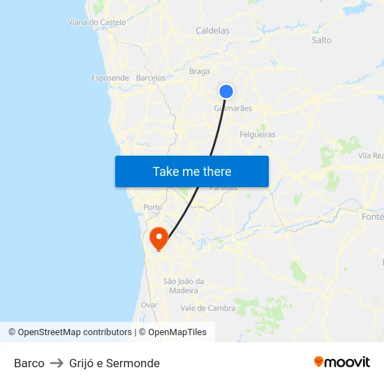 Barco para Grijó e Sermonde através de transportes públicos