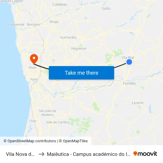Vila Nova de Baixo para Maiêutica - Campus académico do ISMAI e IPMAIA ...