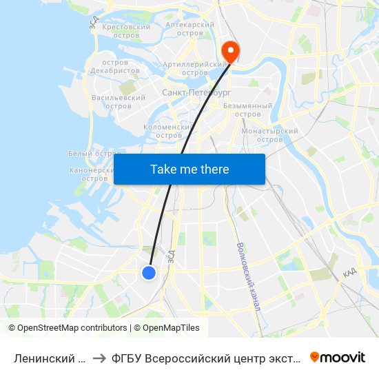 Ленинский Проспект (Leninsky Prospekt) to ФГБУ Всероссийский центр ...