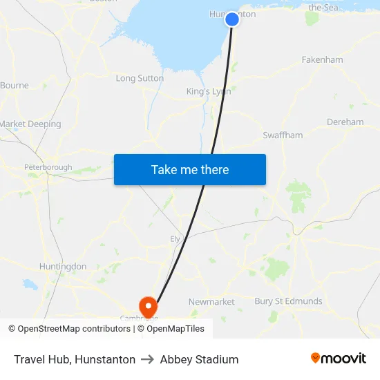 Bus Station, Hunstanton to Abbey Stadium with public transportation