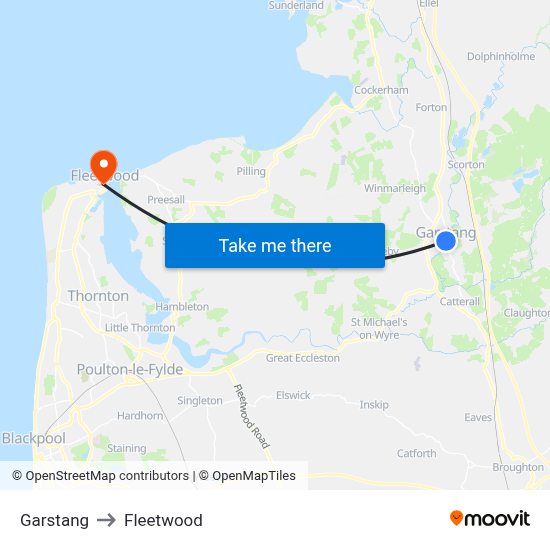 Garstang to Fleetwood with public transportation