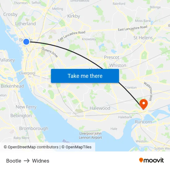 Bootle to Widnes with public transportation