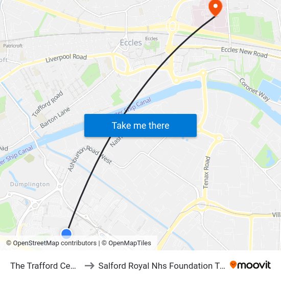 The Trafford Centre to Salford Royal Nhs Foundation Trust with public ...