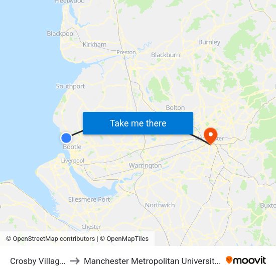 Crosby Village (Stop B), North West to Manchester Metropolitan ...