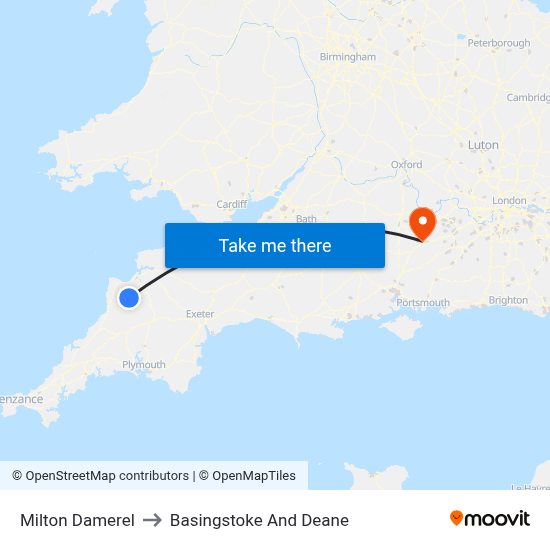 Milton Damerel to Basingstoke And Deane with public transportation