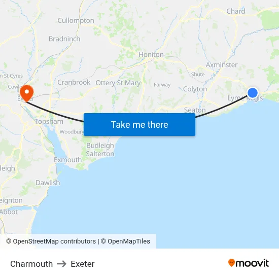 Charmouth to Exeter with public transportation