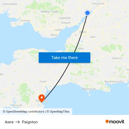 Awre to Paignton with public transportation